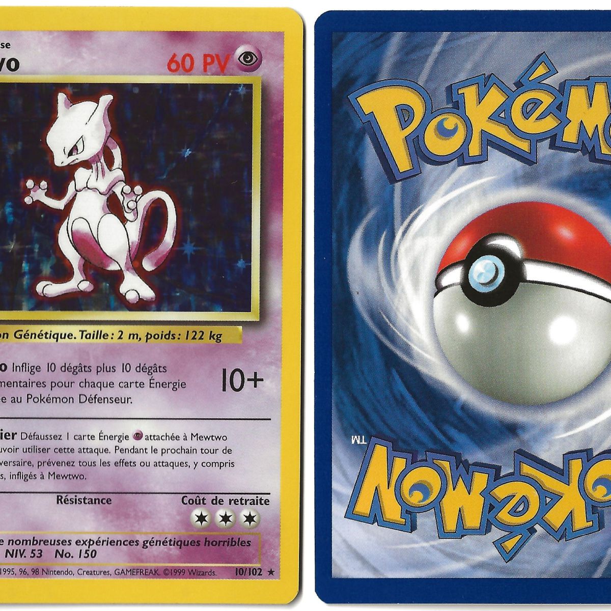 Mewtwo 10/102 Set de Base Holo Unlimited Français Voir Scan - Fantasy ...
