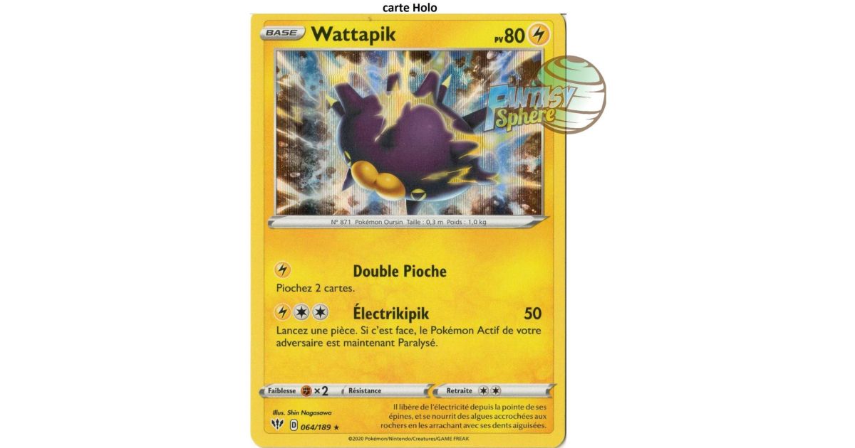 Pokémon - Wattapik - Holo Rare 64/189 - EB03 Ténèbres Embrasées ...