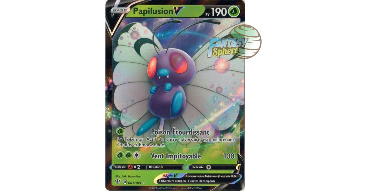 Pokémon - Papilusion V - Ultra Rare 1/189 - EB03 Ténèbres Embrasées ...