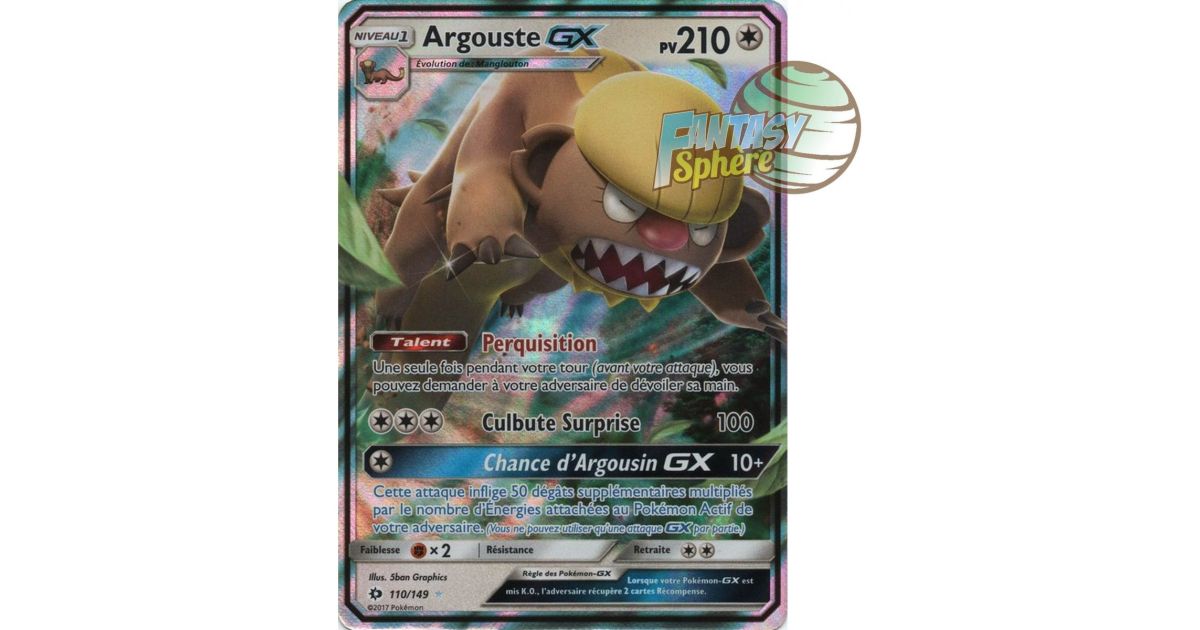Argouste GX - Ultra Rare 110/149 - Soleil et Lune 1 - Fantasy Sphere