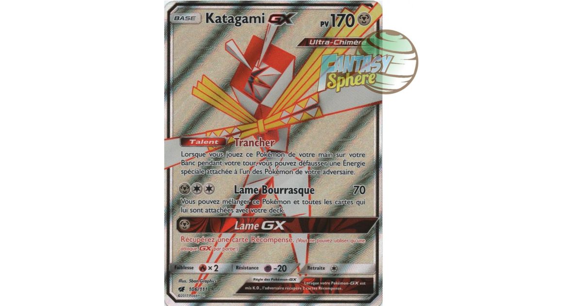 Pokémon - Katagami GX - Full Art Ultra Rare 106/111 - Soleil et Lune 4 ...