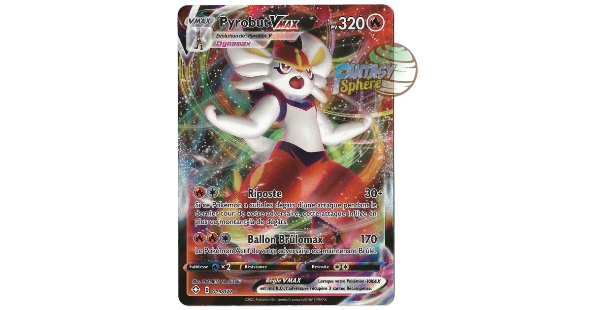 Pokémon - Pyrobut Vmax - Full Art Ultra Rare 19/72 - Epee et Bouclier ...