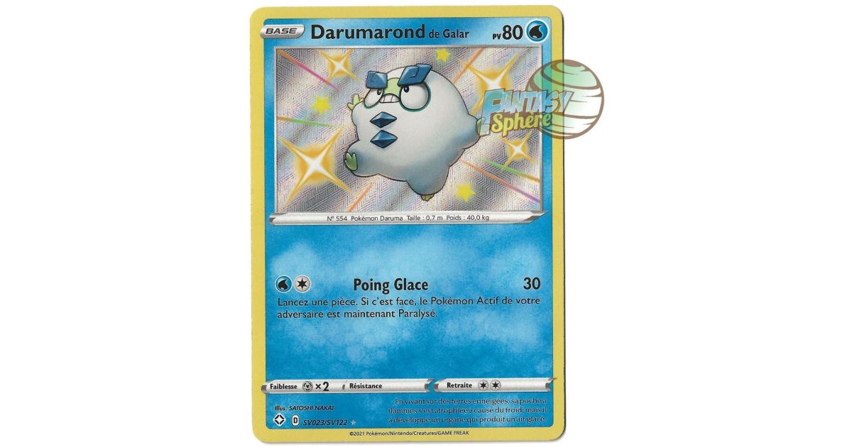 Pokémon - Darumarond de Galar - Shiny SV023/SV122 - Epee et Bouclier ...