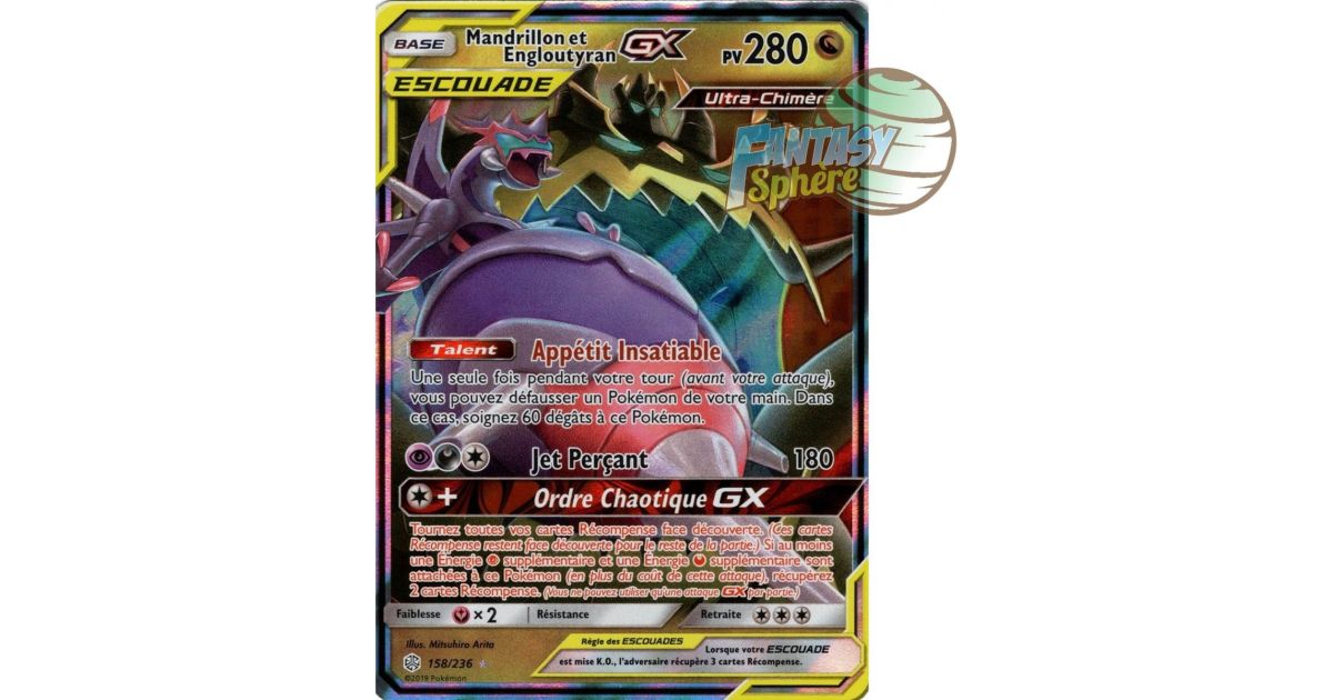 Pokémon - Mandrillon et Engloutyran GX - Ultra Rare 158/236 - Soleil et ...