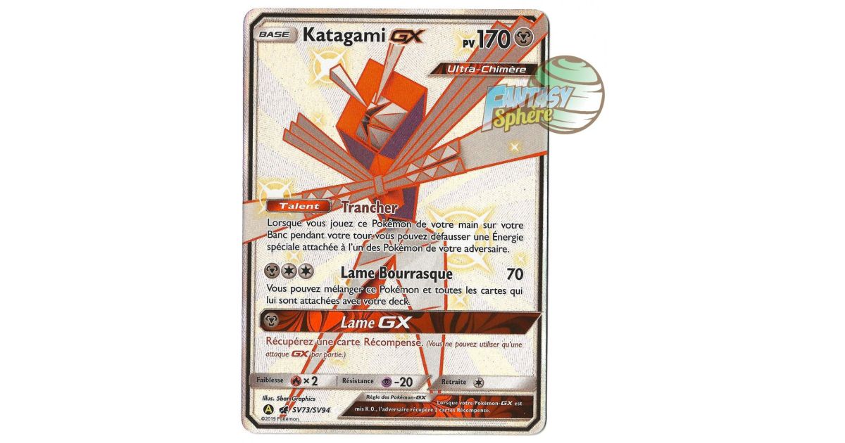 Pokémon - Katagami GX - Full Art Ultra Rare SV73/SV94 - Soleil et Lune ...