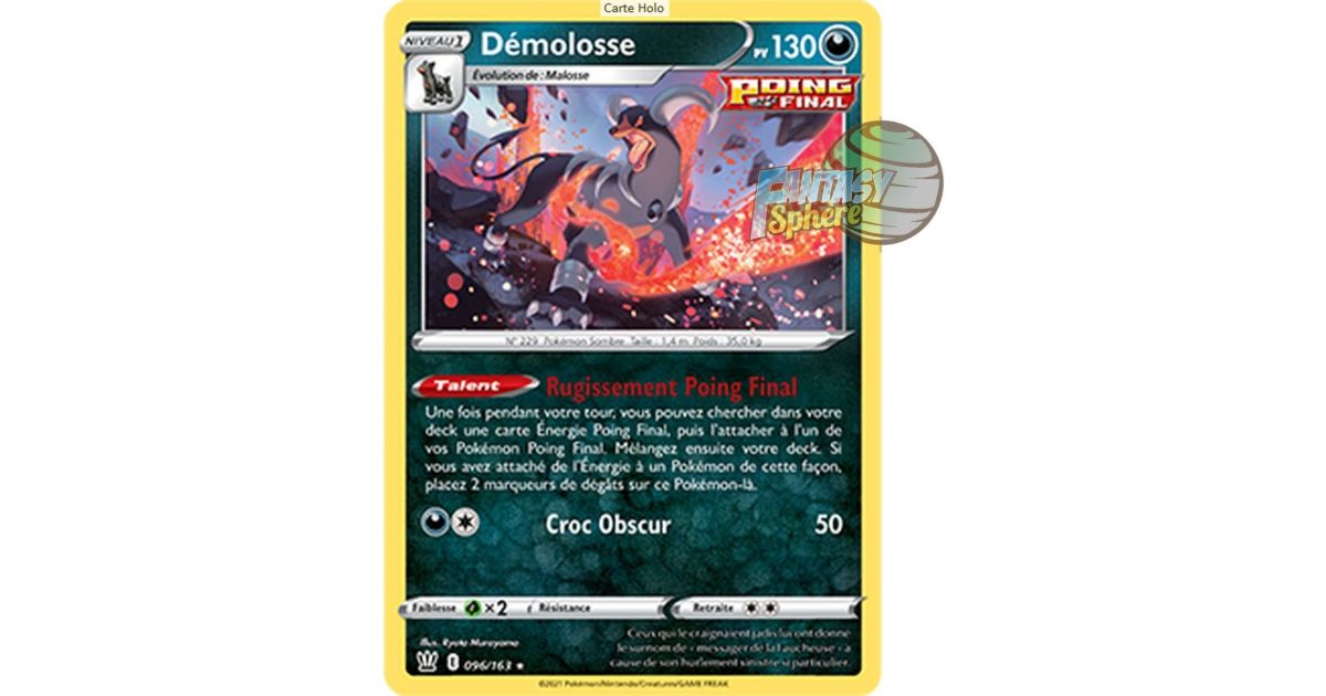 Démolosse - Holo Rare 96/163_H - Epee et Bouclier Style de Combat ...