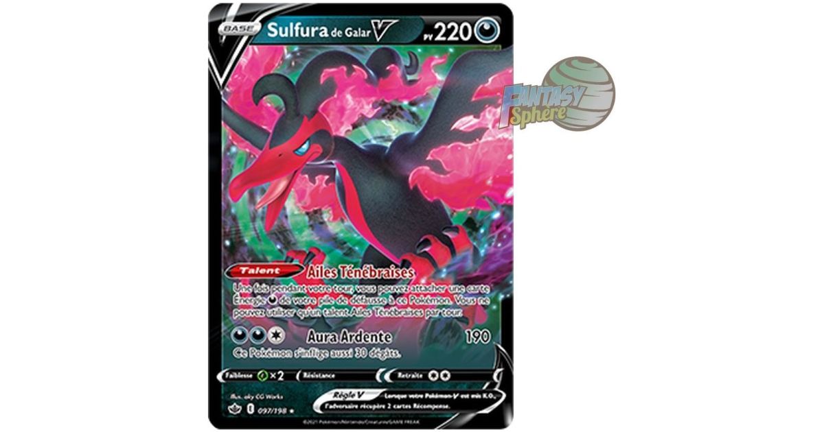 Pokémon - Sulfura de Galar V - Ultra Rare 97/198 - Epee et Bouclier ...