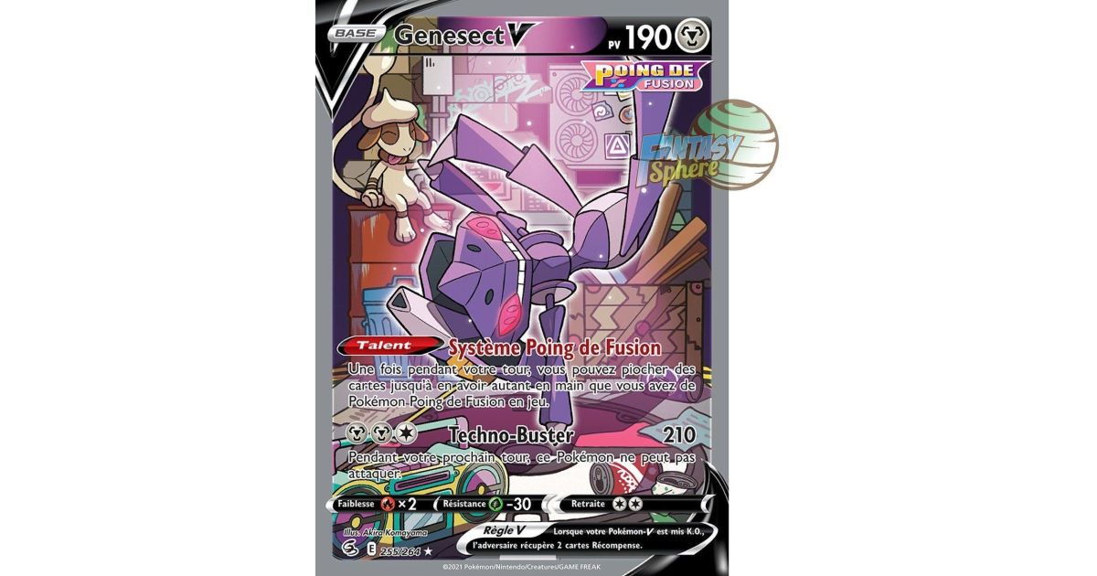 Genesect V - Full Art Ultra Rare 255/264 - Epee et Bouclier Poing de Fusion - Fantasy Sphere