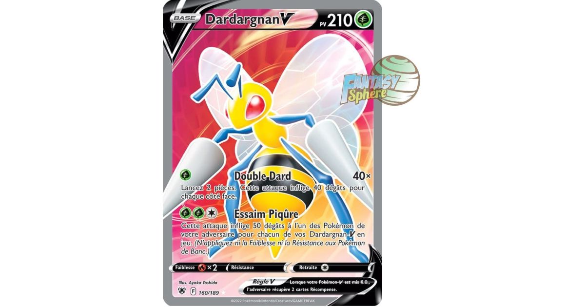 Pokémon - Dardargnan V - Full Art Ultra Rare 160/189 - Epee et Bouclier ...