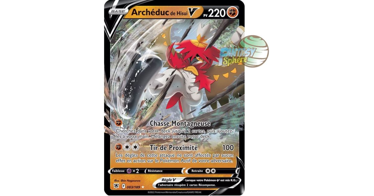 Pokémon - Archéduc de Hisui V - Ultra Rare 83/189 - Epee et Bouclier ...