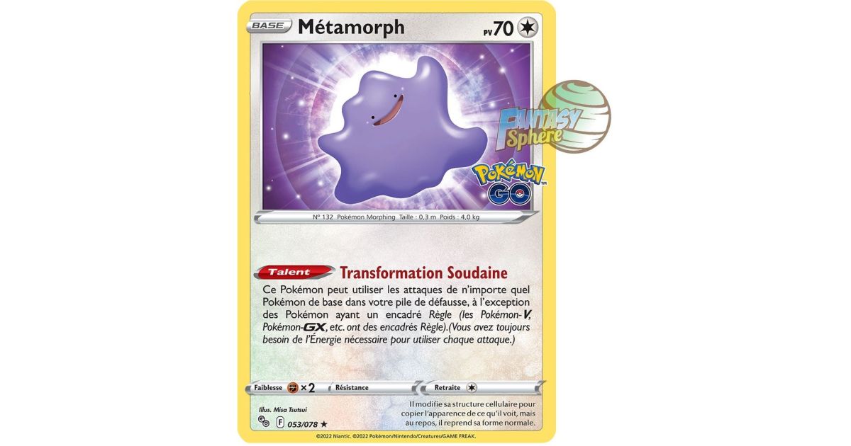 Pokémon - Métamorph - Holo Rare 53/78 - Epee et Bouclier Pokemon GO - Fantasy Sphere