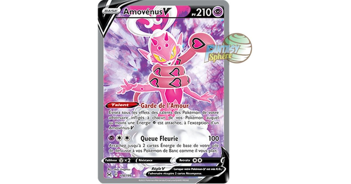 Pokémon - Amovénus V - Full Art Ultra Rare 178/196 - Epee et Bouclier ...