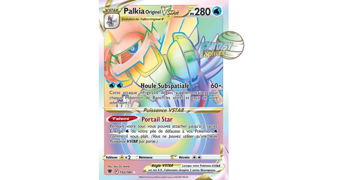 Palkia Originel VSTAR - Secret Rare 192/189 - Epee et Bouclier 10 ...