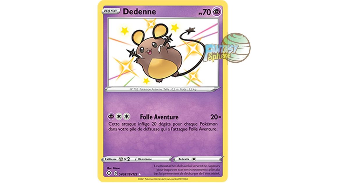 Dedenne - Shiny SV051/SV122 - Epee et Bouclier 4.5 Destinées Radieuses ...