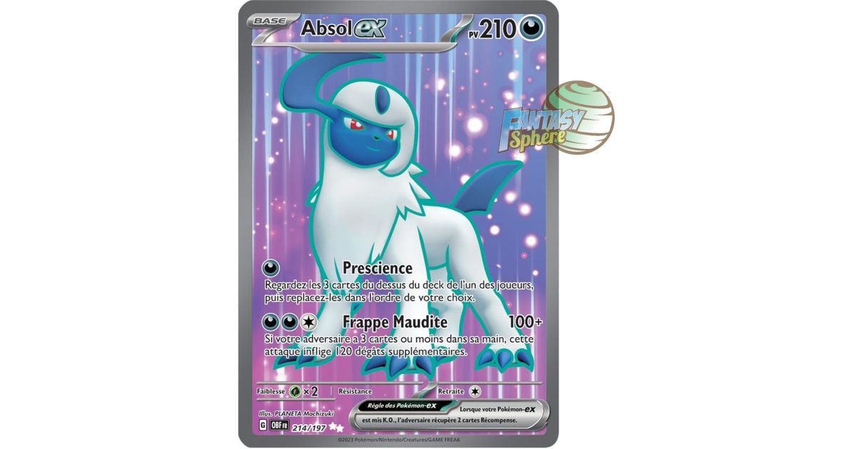 Absol EX - Ultra Rare 214/197 - Ecarlate et Violet Flammes Obsidiennes ...