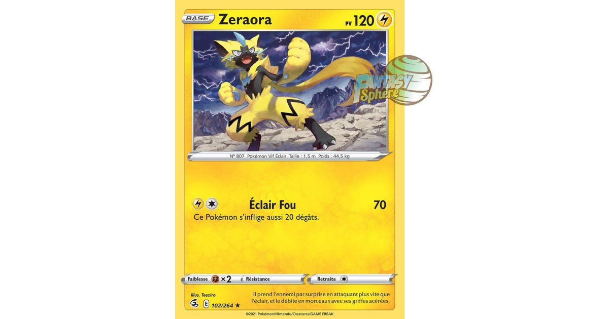 Zeraora - Rare 102/264 - Epee et Bouclier 8 Poing de Fusion - Fantasy Sphere