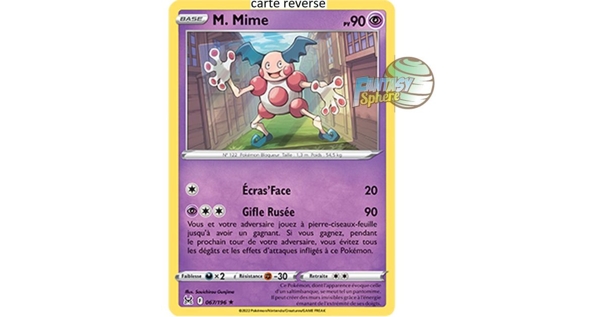 M. Mime - Reverse 67/196_R - Epee et Bouclier 11 Origine Perdue ...