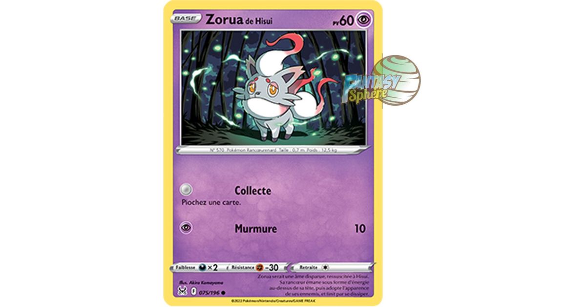 Zorua de Hisui - Commune 75/196 - Epee et Bouclier 11 Origine Perdue - Fantasy Sphere