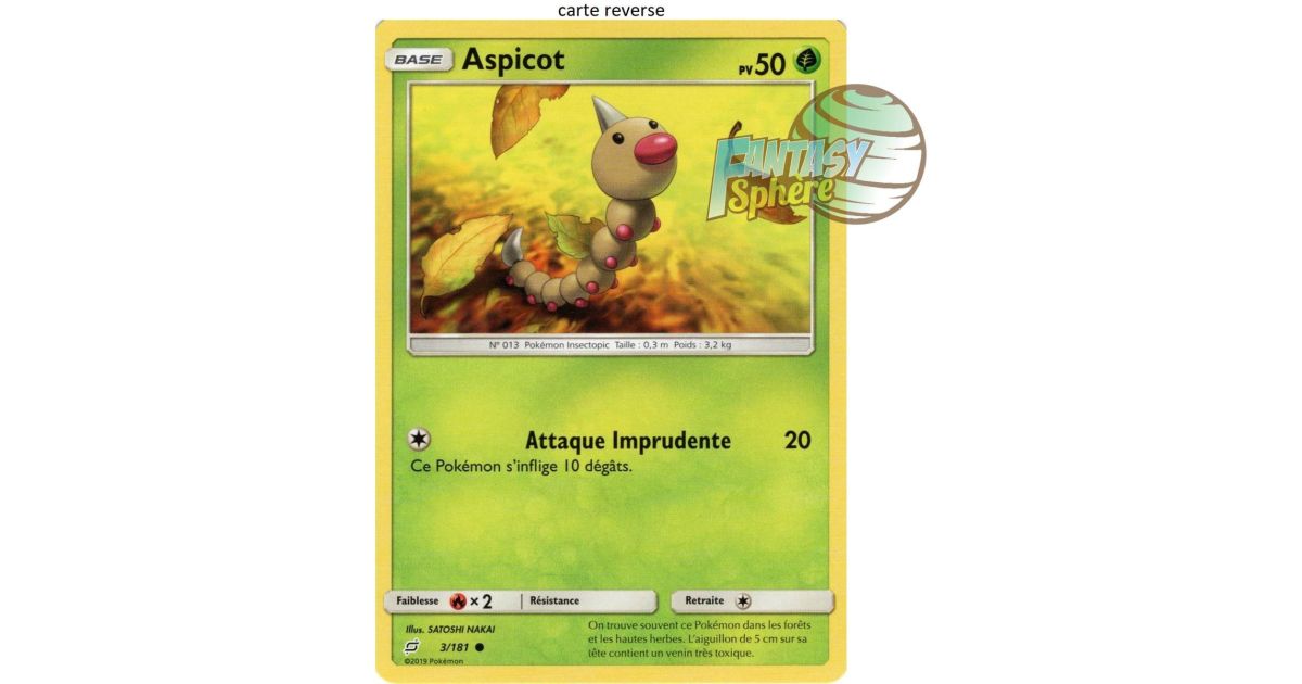 Aspicot - Reverse 3/181 - Soleil et Lune 9 Duo de Choc - Fantasy Sphere