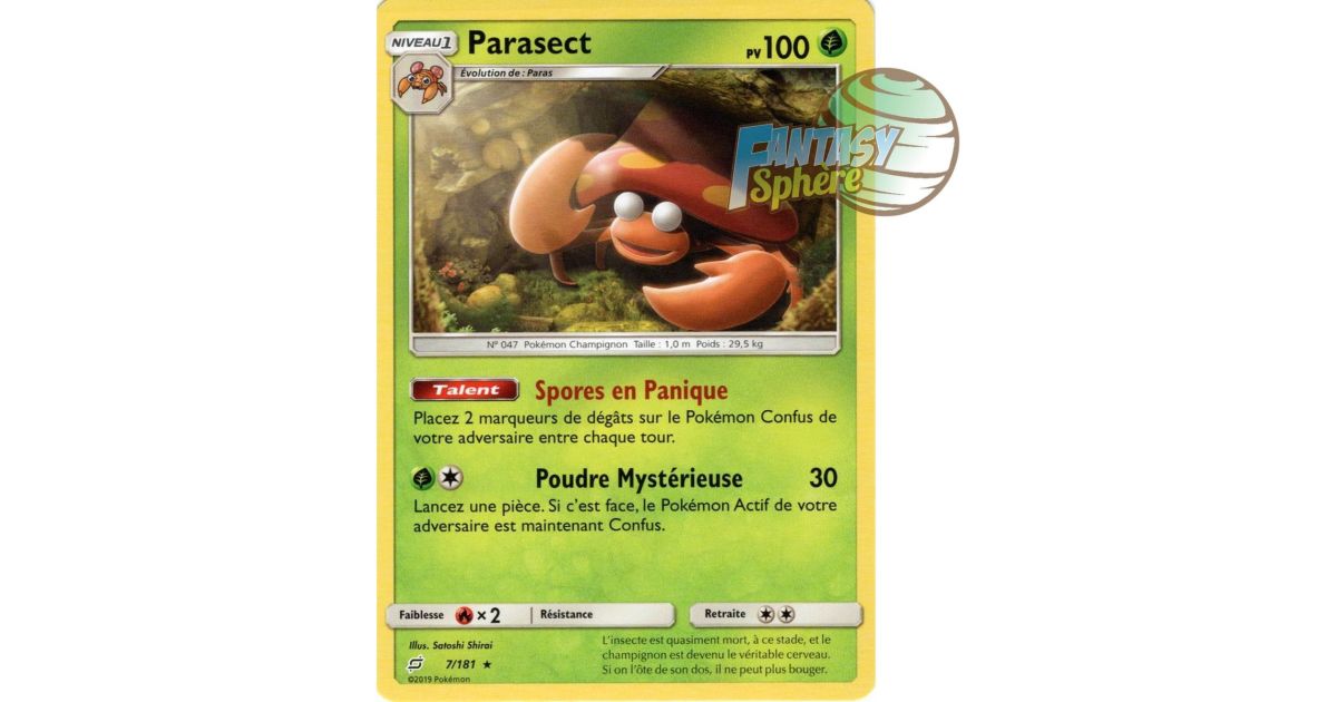 Parasect - Rare 7/181 - Soleil et Lune 9 Duo de Choc - Fantasy Sphere
