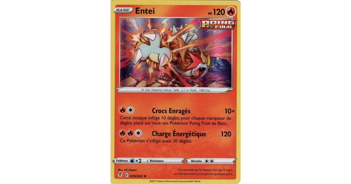 Entei - Holo Rare 19/203 - Epee et Bouclier 7 Evolution Celeste ...